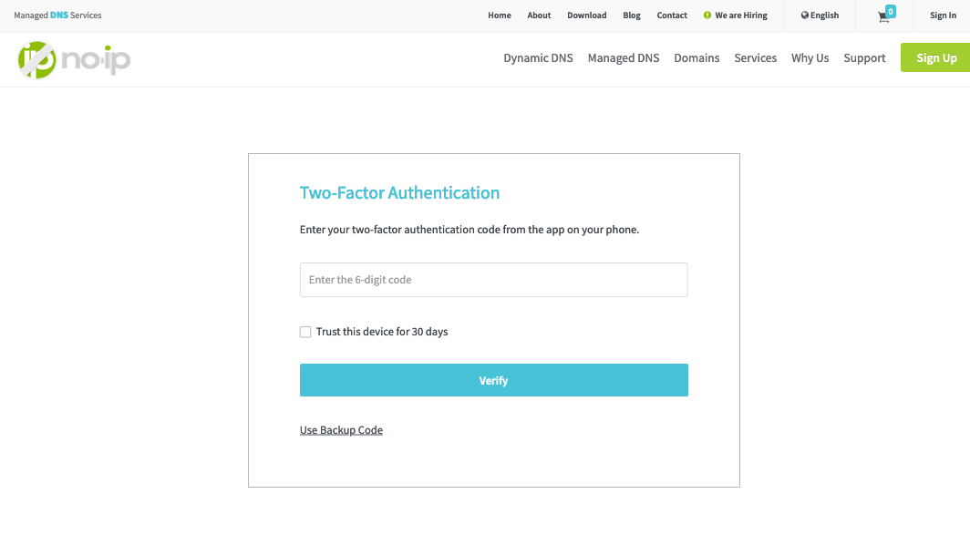 Where is my Two-Factor Authentication Code? | Support | No-IP Knowledge ...